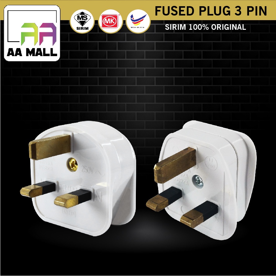 AA MALL Heavy Duty PLUG 3 Pin GELOOF & MK 654 13Amp FUSED PLUG / KEPALA ...