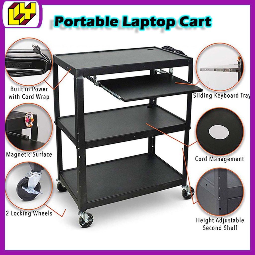 AV Cart Laptop Cart Printer Trolley with Wheel Laptop Height Adjustable ...