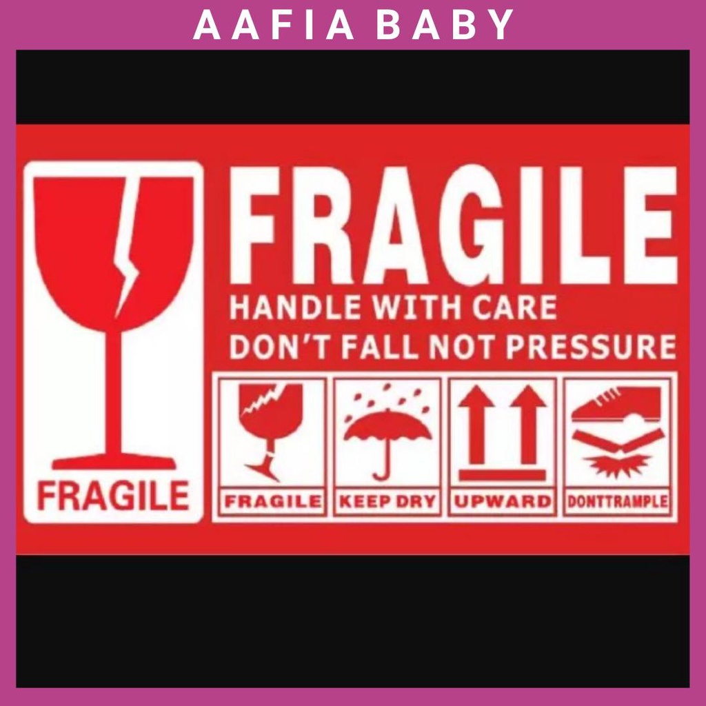 [MsiaReadyStok] 10/50/100 pcs Warning Fragile Sticker 5cmx9cm for box ...