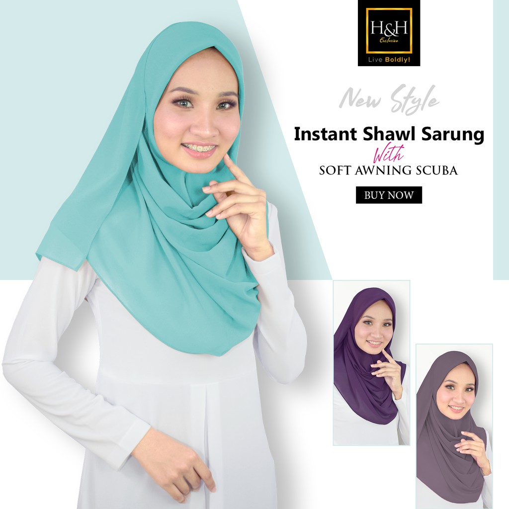 Instant Shawl Sarung with Soft Awning Scuba V2 | Shopee Malaysia