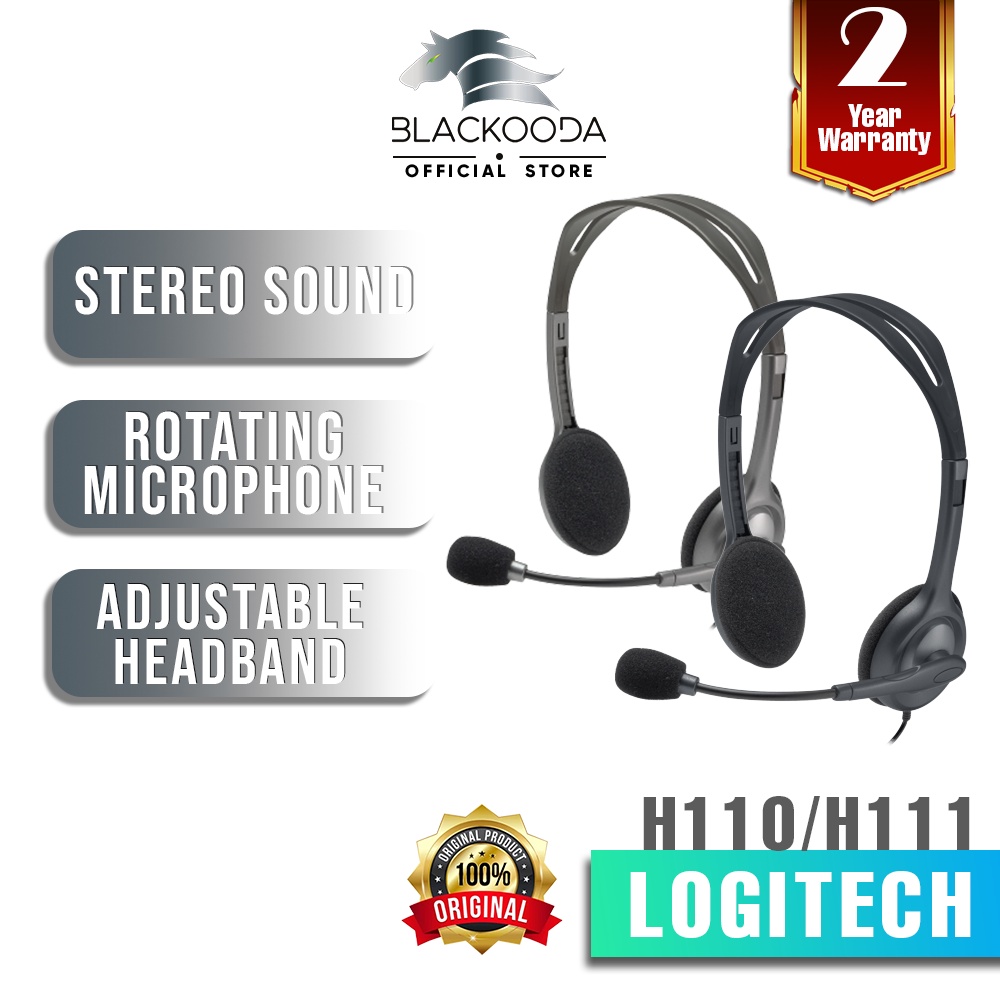 Logitech H110/H111 STEREO HEADSET 3.5mm dual plug computer headset ...