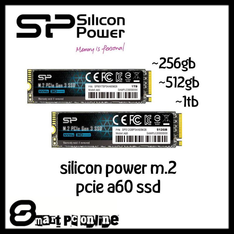 Silicon Power A60 NVMe PCIe Gen3x4 M.2 2280 SSD 256GB/ 512GB/ 1TB Solid ...