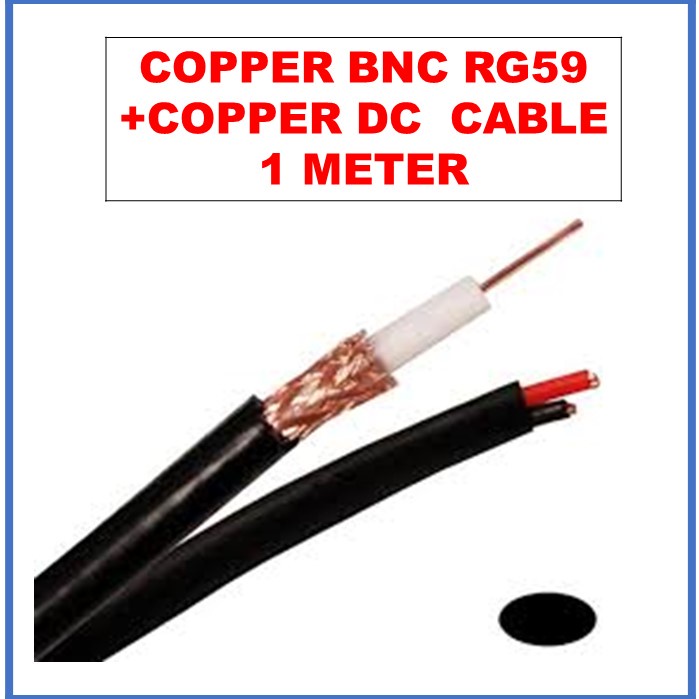 Ve-link cctv 1 meter rg 59 + vde 95% full copper 1m coaxial rg59 with 2 ...