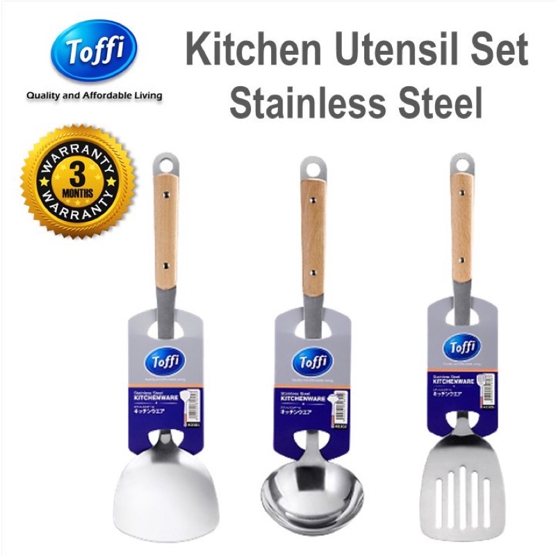 TOFFI Stainless Steel Asian Turner Ladle Slotted Turner Kitchen ...
