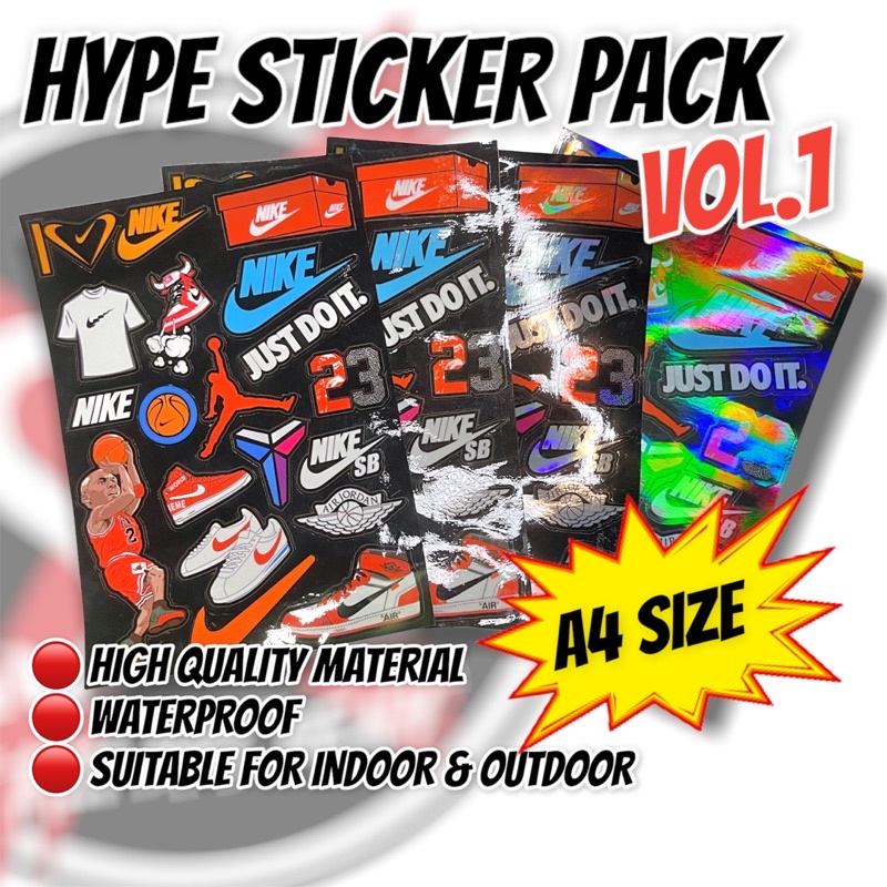 HYPE Sticker Pack - Vol. 1 | A4 Size | Waterproof | Indoor/Outdoor ...