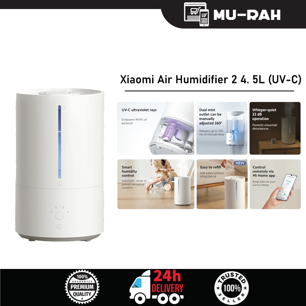 Xiaomi Mi Smart Humidifier 2 4.5L (UV-C) [Eliminates 99.9% of bacteria ...