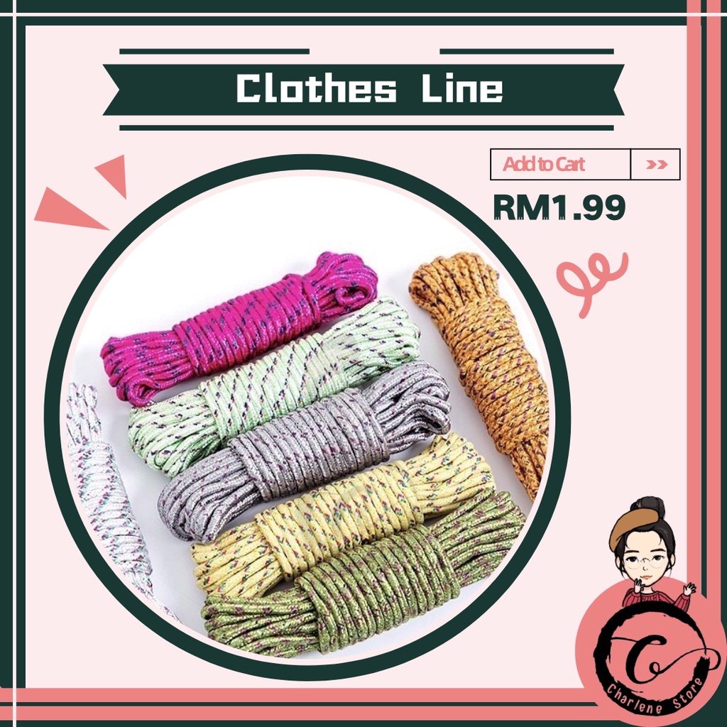 Rm1.99 - 2PCS 10Meter Clothes Clothesline Binding Rope Outdoor Braided ...