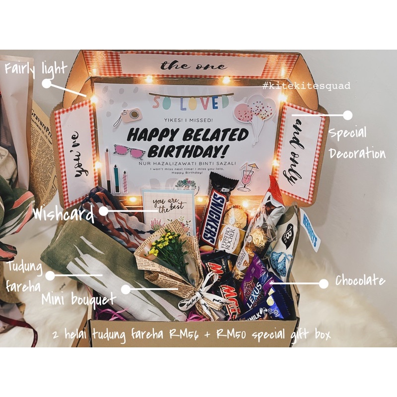 Tudung fareha gift box design tudung boleh pilih tema box boleh request ...