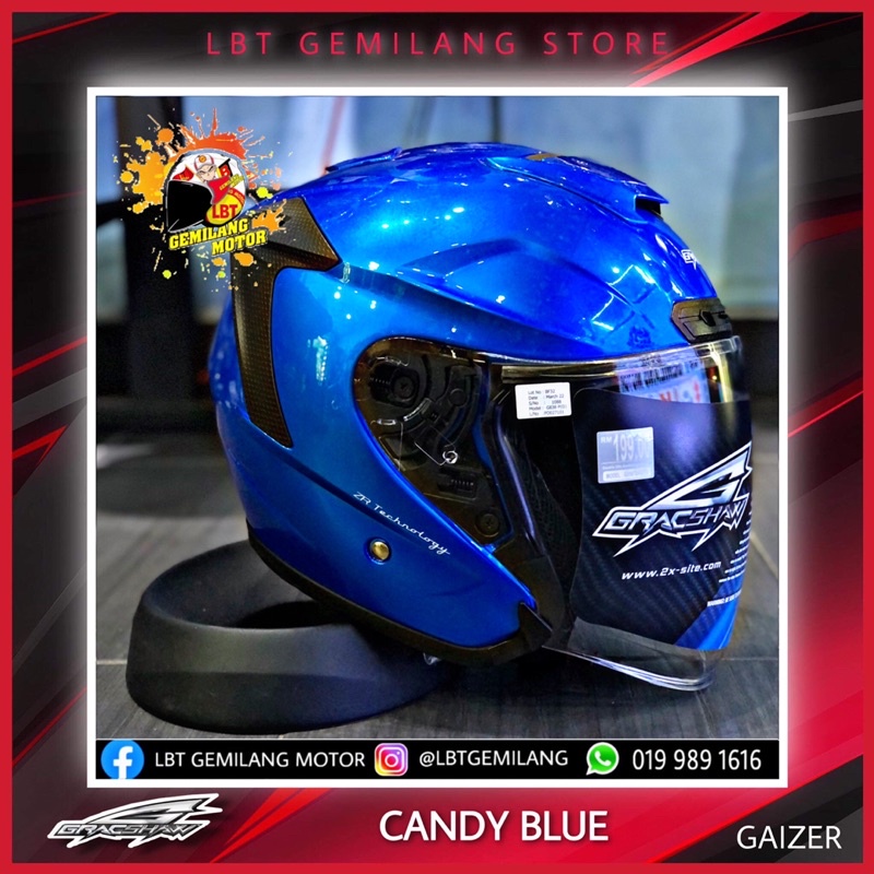 GRACSHAW Helmets Gaizer [CANDY BLUE] | Shopee Malaysia