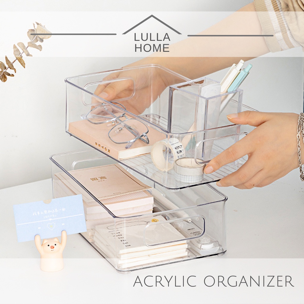 LullaHome Transparent Acrylic Stackable Desk Organizer Storage Basket ...