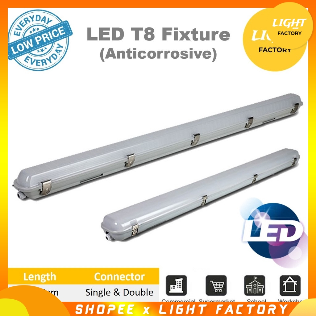 Anti Corrosive/Weatherproof LED T8 Single Circuit Casing For T8 LED ...