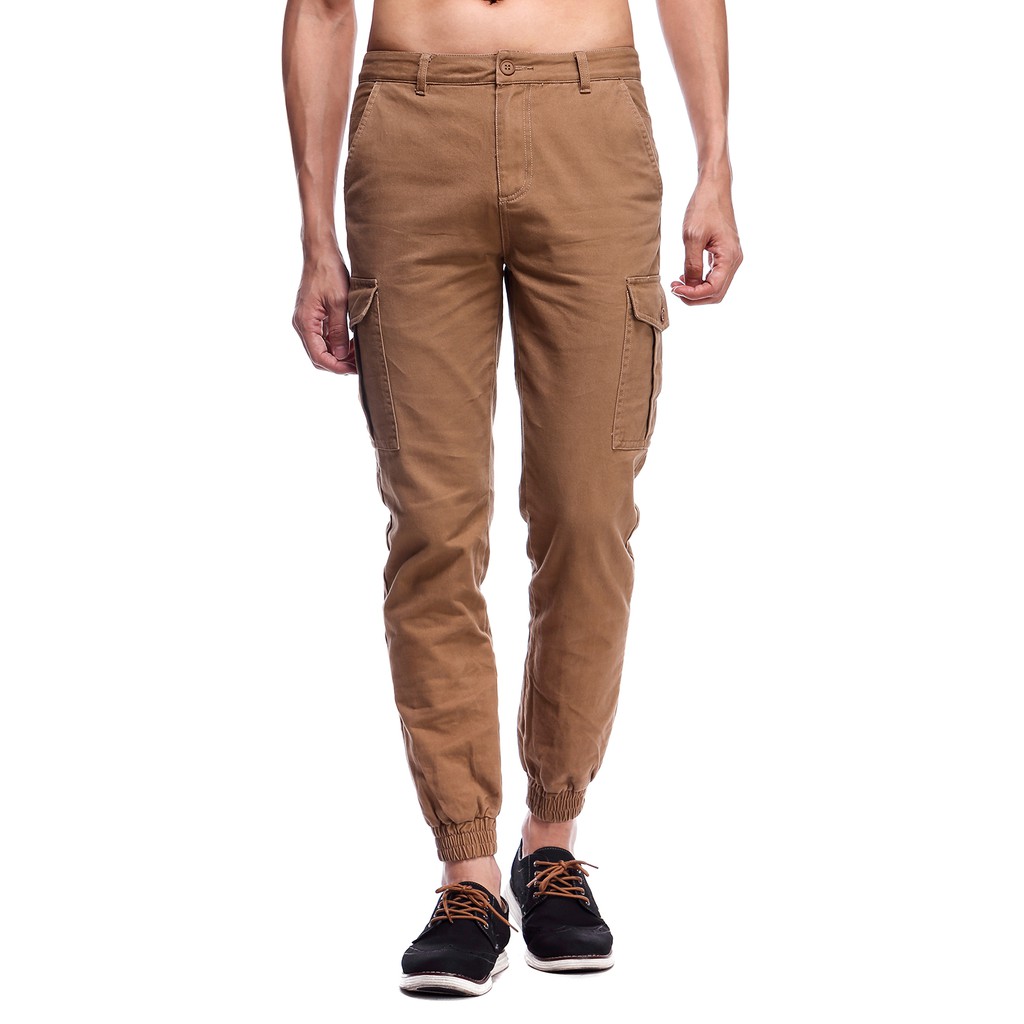 IR Dark Khakis Men Cuffed Leg Long Cargo Pants Free T Shirt When Buy 3