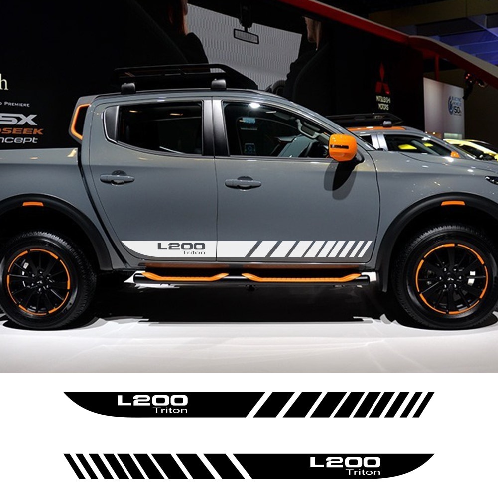 2pcs/lot Car Long Side Stripes Stickers For Mitsubishi L200 Triton Auto ...