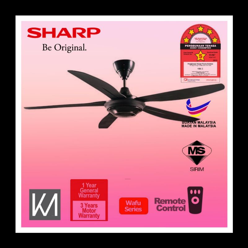 SHARP Ceiling Fan 56" / Kipas Siling 56" (SIRIM APPROVED) | Shopee Malaysia