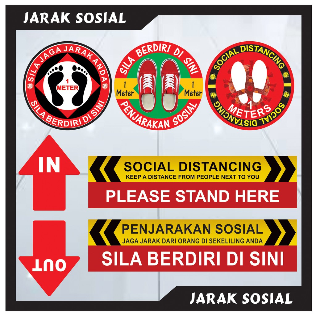 Sticker Jaga Jarak Sosial READY STOCK Floor Social Distancing | Shopee ...