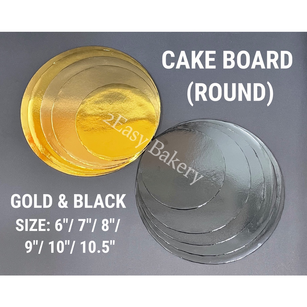 Cake Board Round / Papan Kek Bulat Gold & Black (Size 6", 7", 8", 9 ...