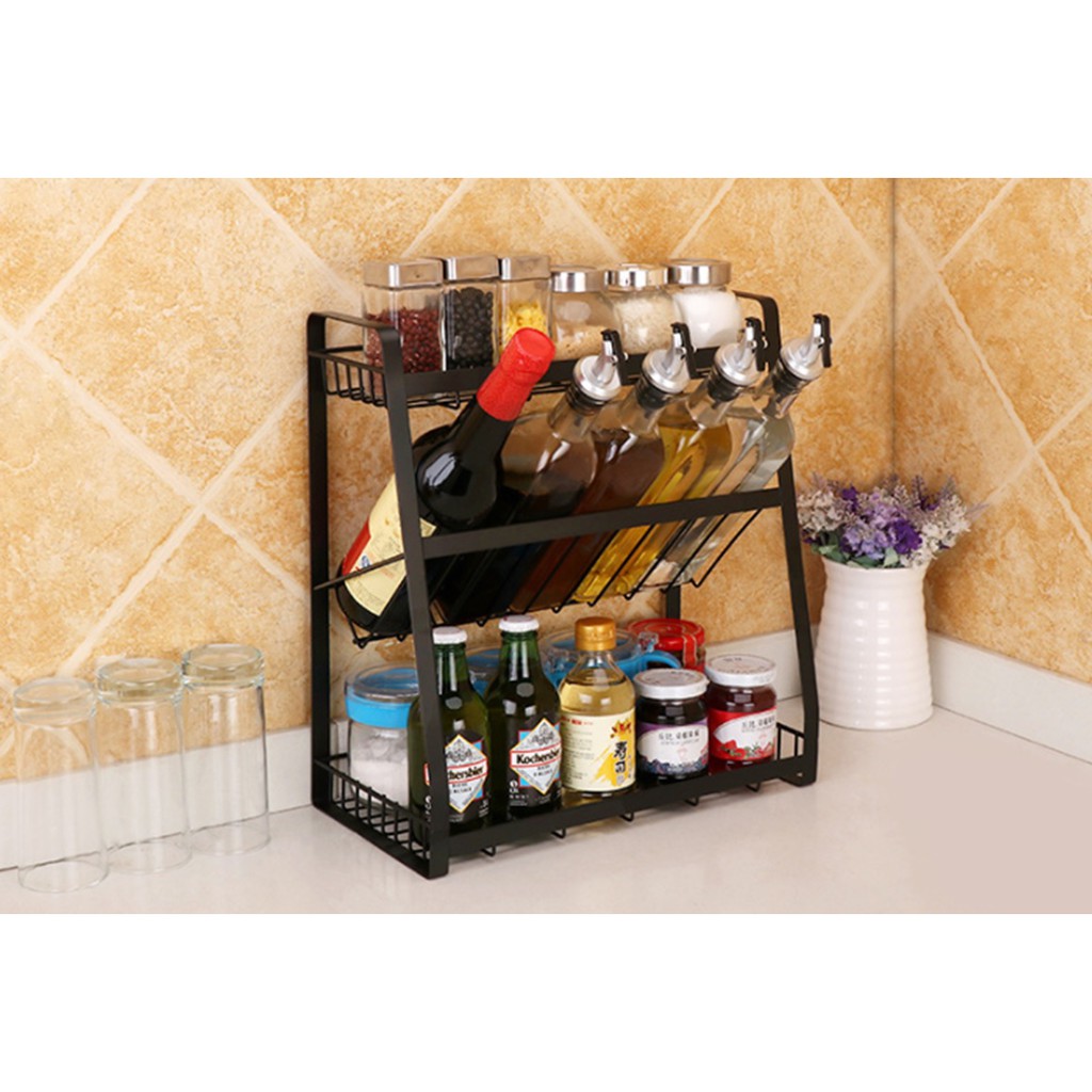 Rak Rempah & Botol Sos 3 Tingkat/Rak Simpan Barang Dapur | 3 Layers ...