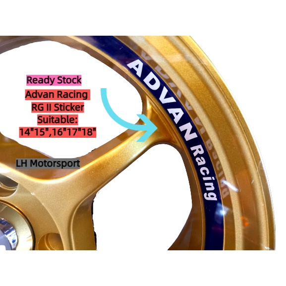Rim Sticker Advan Racing 1set(8pcs) Advan Rg Sticker Myvi Wira Alza ...