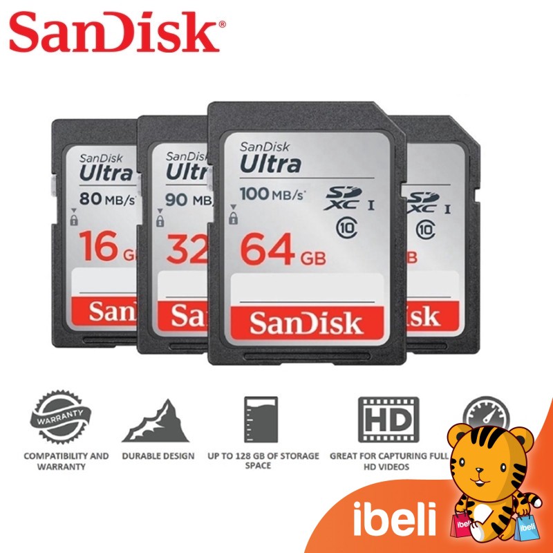 SanDisk Ultra SD Memory Card SDHC Class 10 For DSLR Camera (16GB / 32GB ...