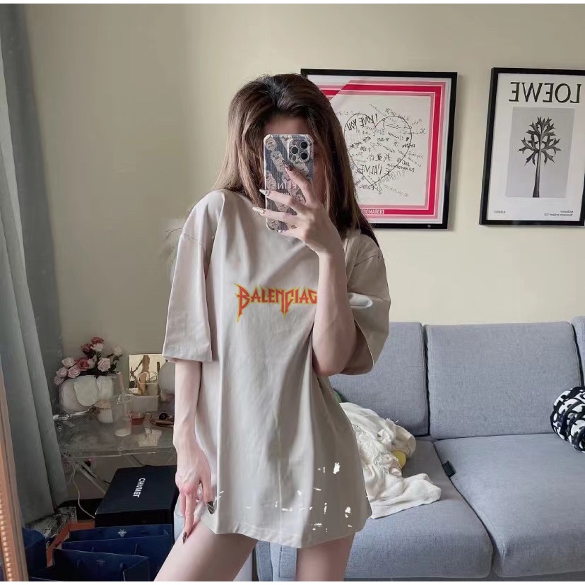 Baju TOP Notch Quality Bcg METAL LOGO PRINT streetwear oversize tee baju lelaki couple tee ...