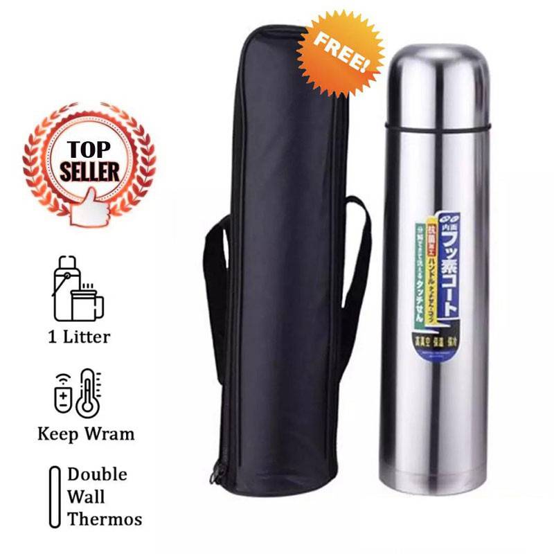 1000ml Full Stainless Steel Keep Warm Thermos Drinking Flask Water ...