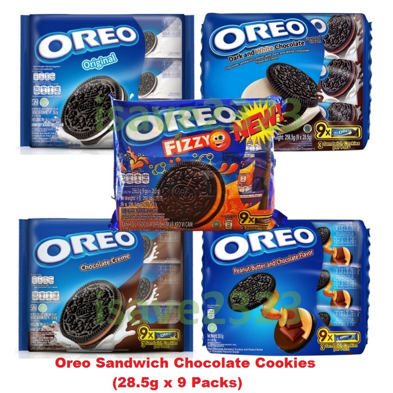 Oreo 3 Sandwich Cookies per Pack (28.5g x 9 Packs) - 4 Flavours ...