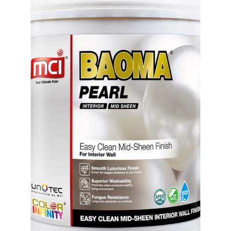 MCI Baoma Pearl Easy Clean Mid-Sheen Interior Wall Finish (1L/5L) | Shopee Malaysia