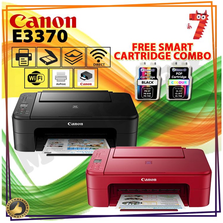 Canon E3370 Pixma Wireless All-in-One (PRINT, SCAN, COPY) Printer (Replacement model for E3170 ...