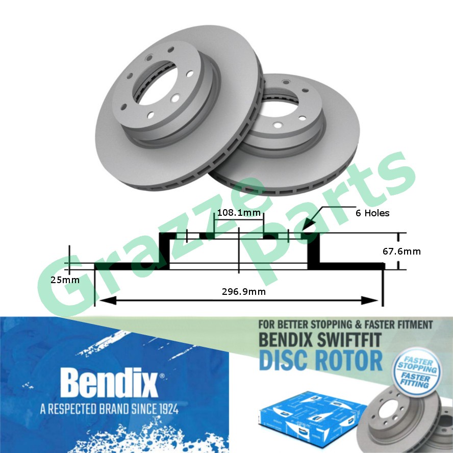 (1pc) Bendix Swiftfit Disc Brake Rotor Front for BR2714 / 43512-0K060 ...