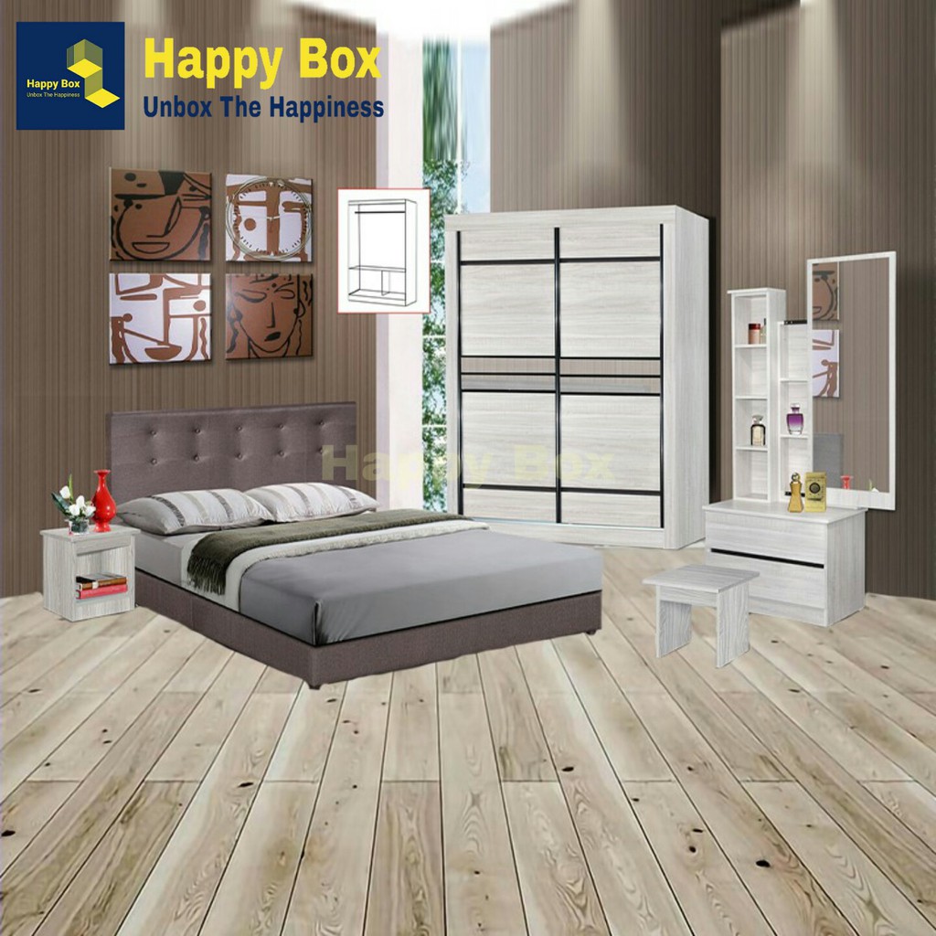 Happy Box Furniture 5 Pieces Queen Bedroom Set (With 4ft Wardrobe ...