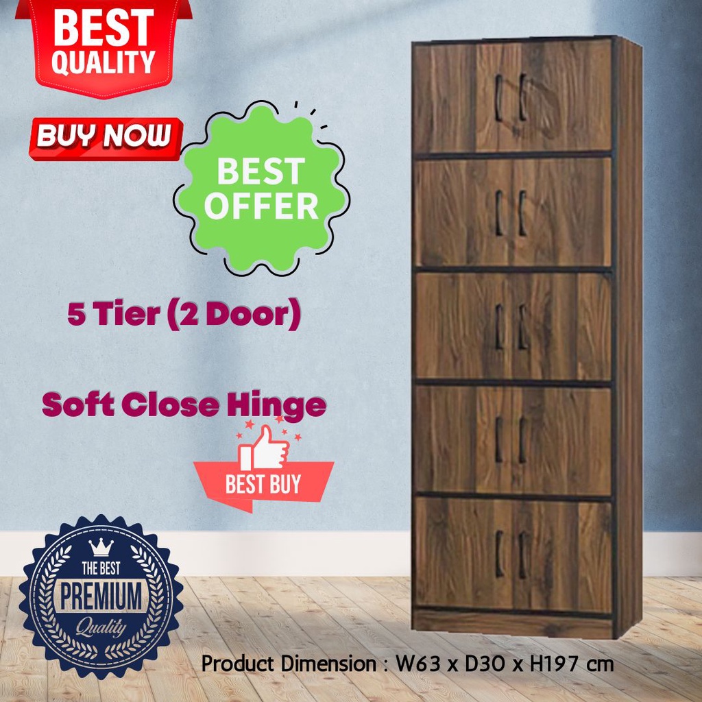 Rak Buku 5 Tier Multipurpose File Cabinet with doors / Storage Cabinet ...