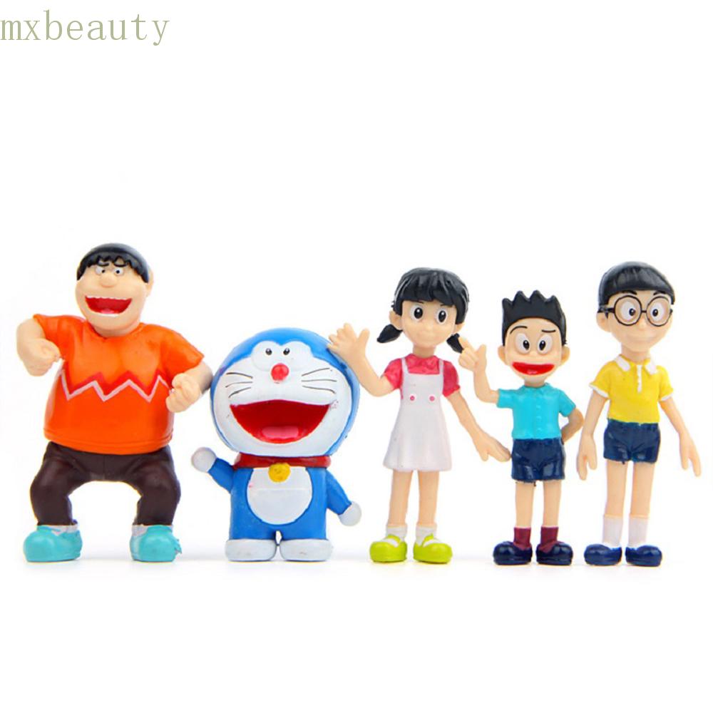 MXBEAUTY 5Pcs/Set Nobita Nobi PVC Minamoto Shizuka Doraemon Statue ...