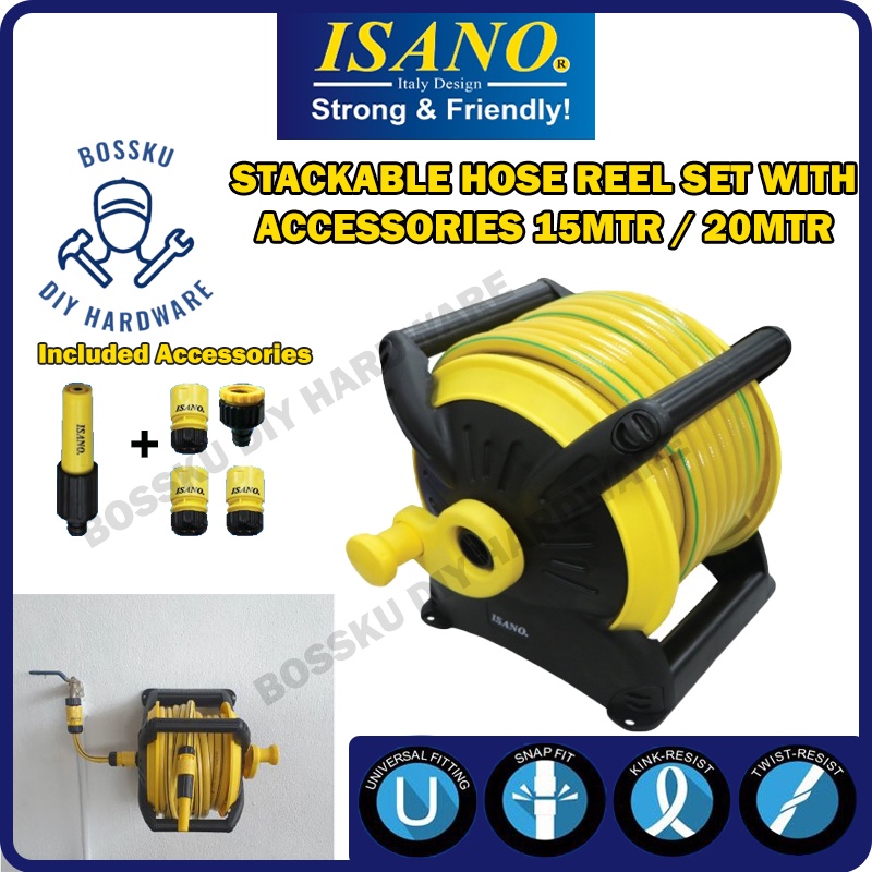 ISANO 15M / 20M Stackable Stockable Water Reel Hose Set with ...