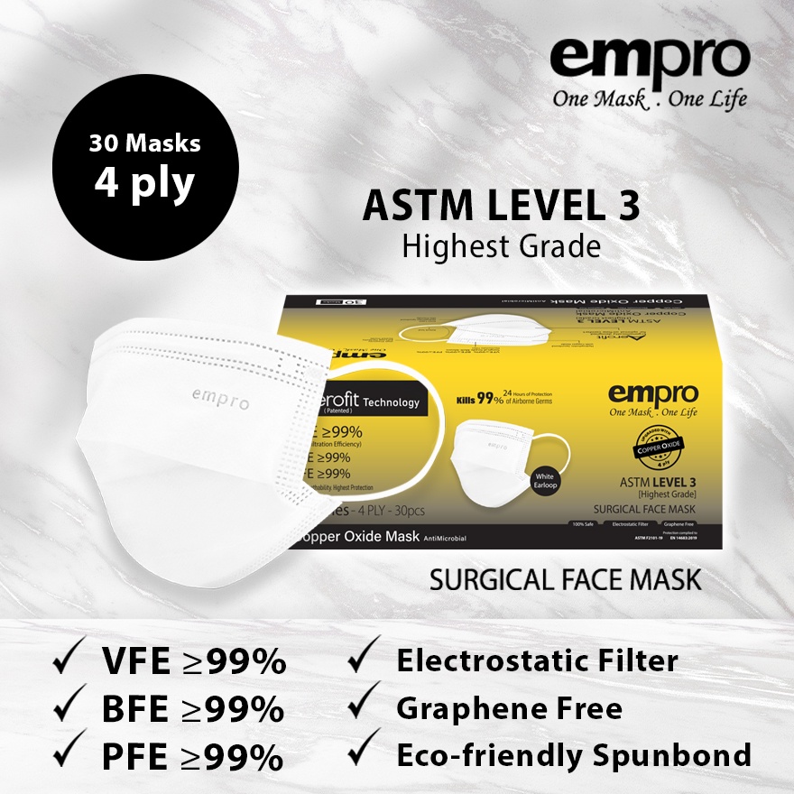EMPRO W Series Copper Oxide White 4 Ply Mask (30 Pcs) | Shopee Malaysia