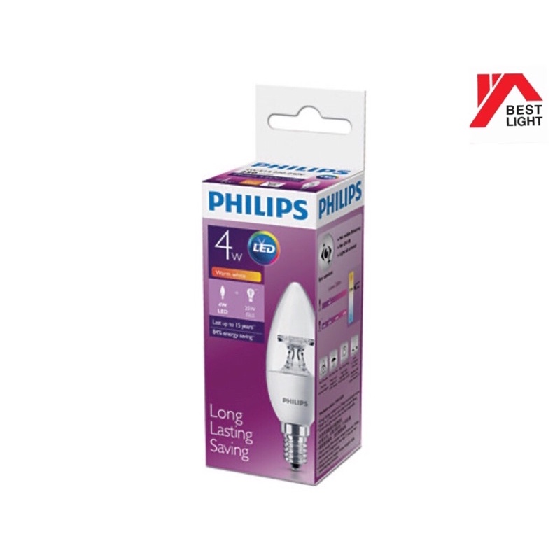 PHILIPS 4W LED CANDLE BULB E14 (Warmwhite) MENTOL | Shopee Malaysia