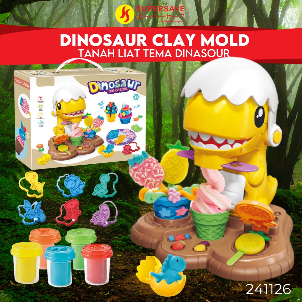 SUPERSAVE Dinosaur Playdough Set Clay Ice Cream Maker Toys Icecream ...