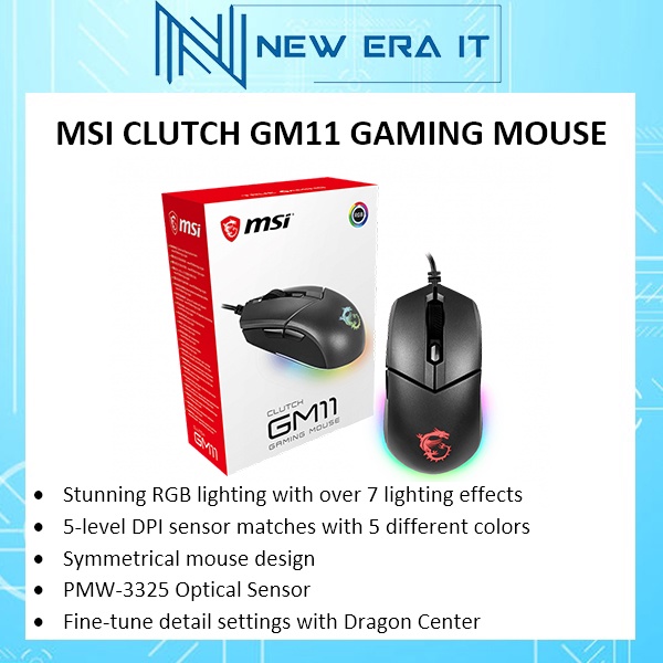 MSI Clutch GM11 RGB Wired Gaming Mouse with Omron Switch, Optical ...