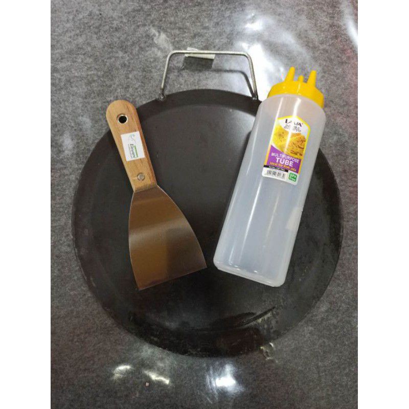 Set Roti Jala - Kuali Leper Bertangkai Tebal+ Scraper + Botol Acuan ...