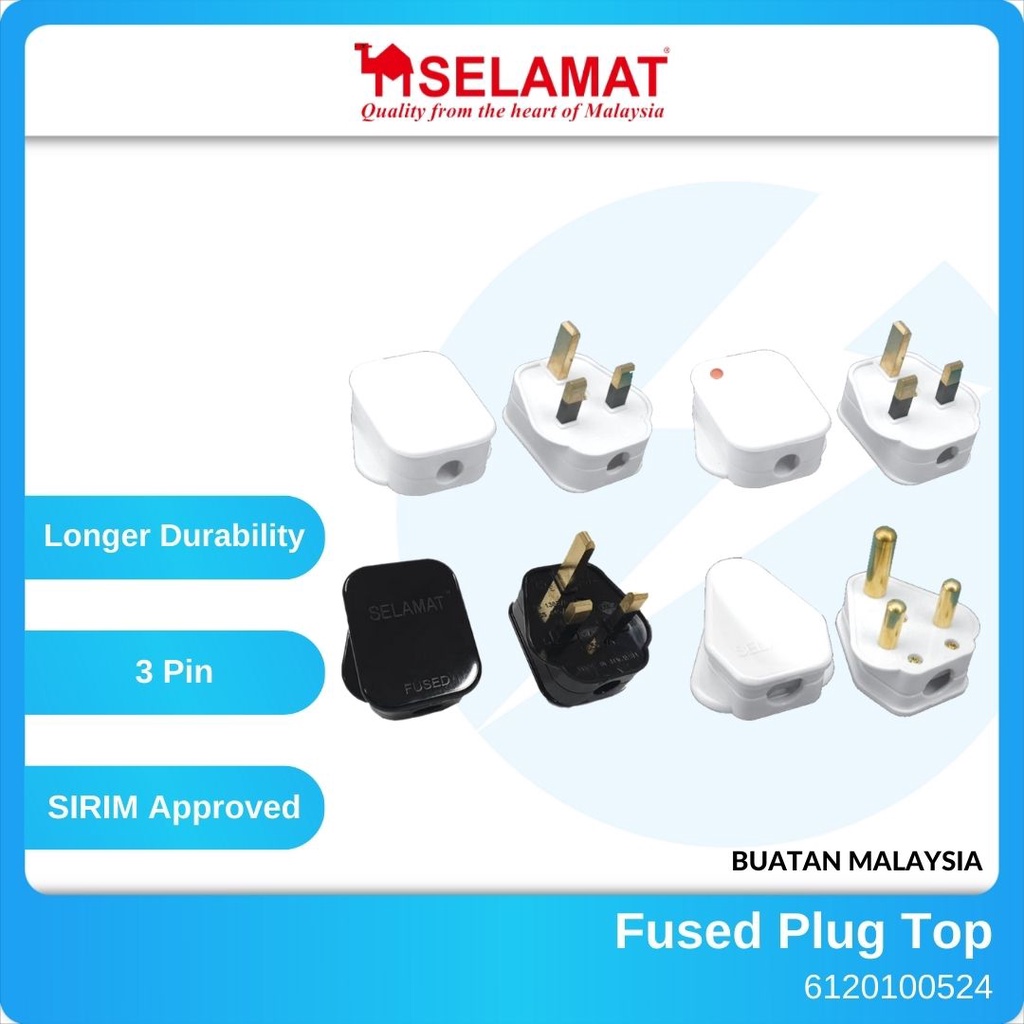 SELAMAT 13A Standard with Neon & 15A Round 3 Pin Plug Top UK Kepala ...