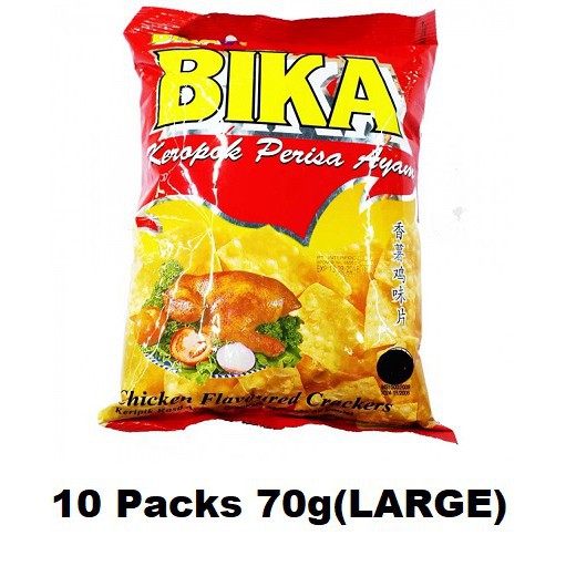 10 Packs Bika Chicken Flavoured Snack Large 70g HALAL (LOCAL READY ...
