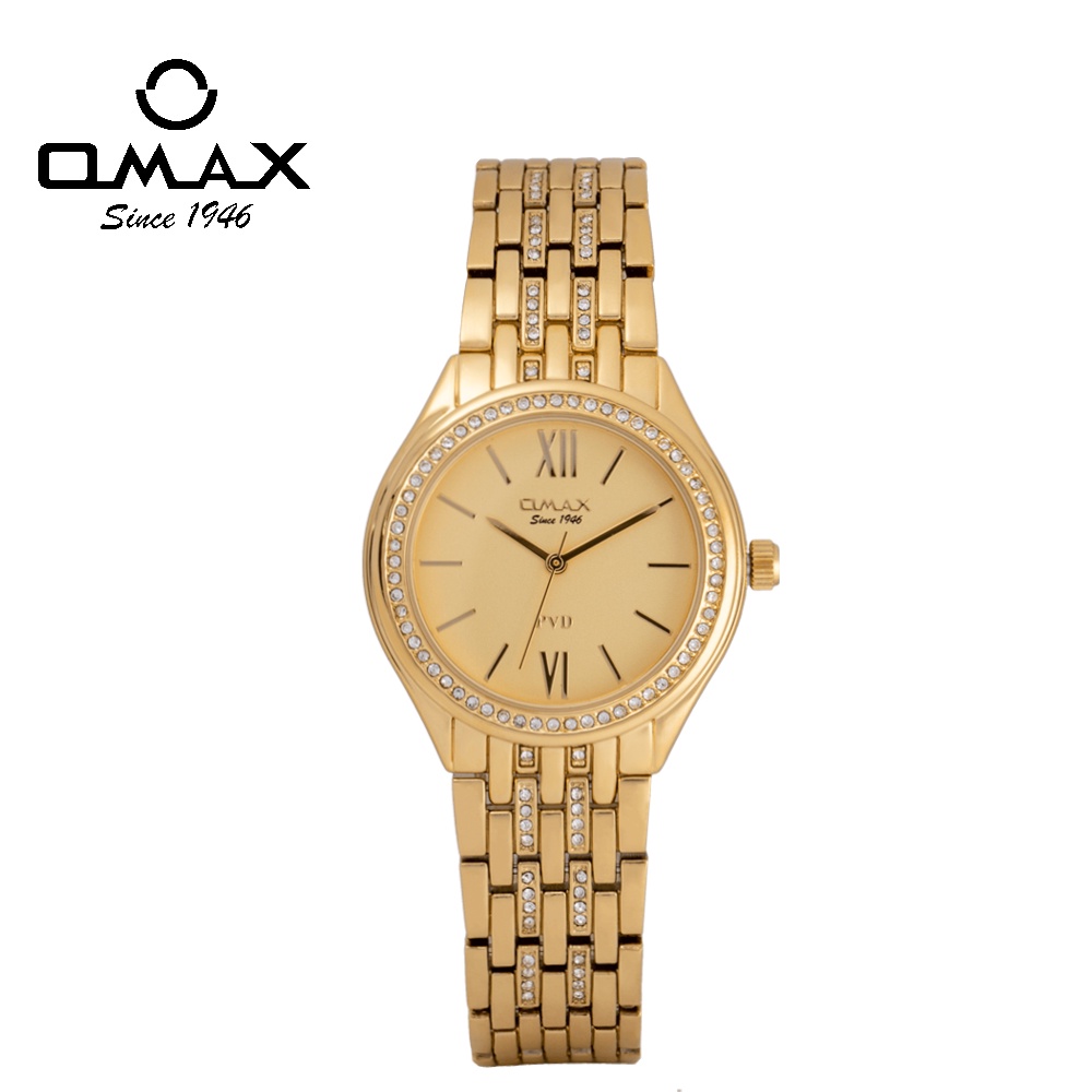 OMAX PVD Coating Japan Movement Women's Crystal Wristwatch JSS006G-YW ...