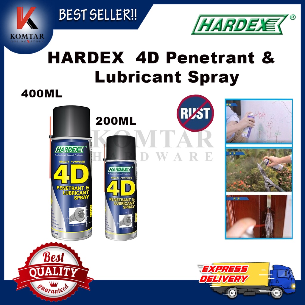 HARDEX 4D Penetrant & Lubricant Spray 400ml/200ml spray anti karat ...