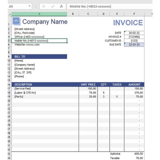 [#01] Microsoft Excel Billing Invoice Template Sample / Contoh Template ...