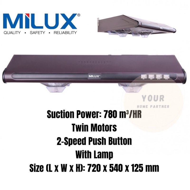 Milux Slim Hood MHE-72MC 780M3/HR | Shopee Malaysia