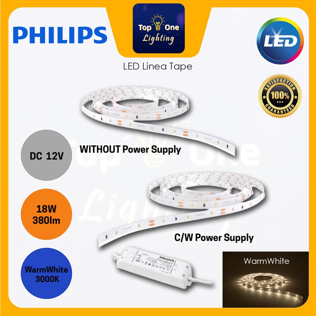 PHILIPS LED Strip 18W 3000K 5M C/W Power Supply 12V [ 31059 complete ...
