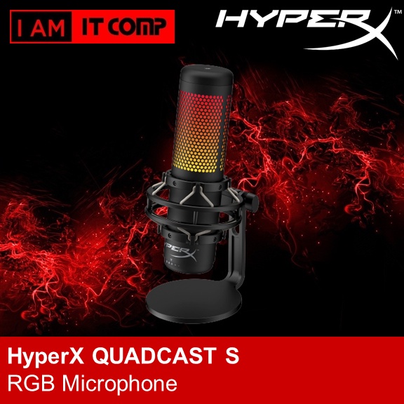 HyperX Quadcast S USB-C RGB Condenser Gaming & Streaming Microphone For ...