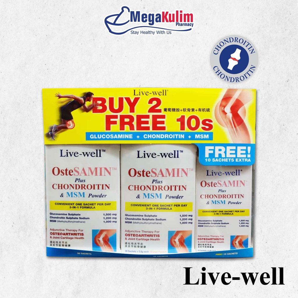Live Well Ostesamin Plus Chondroitin & MSM Powder (2 X 30 + Free 10 ...