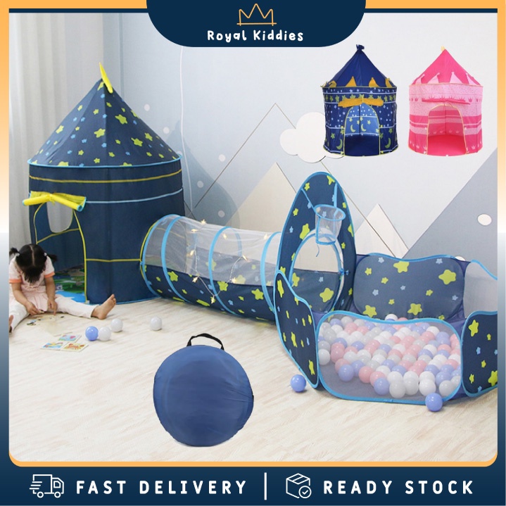 Kids Play Tent Crawl Tunnel Ball Pit Portable Children Playground Set ...