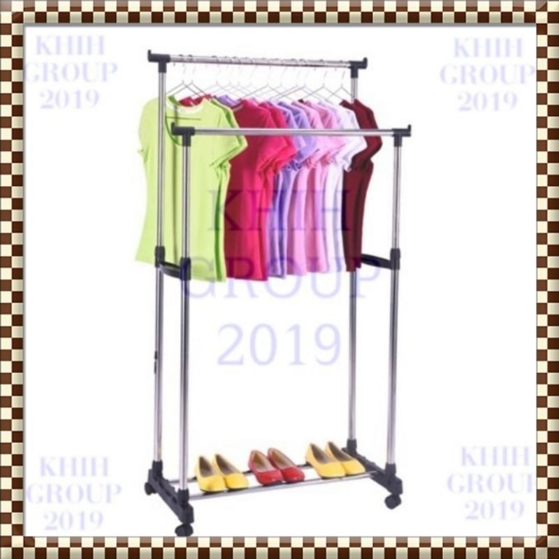 😱😱Ready Stock+Promosi😘👍🏻♥️Single/Double Pole Garment Hang Cloth. Rak ...