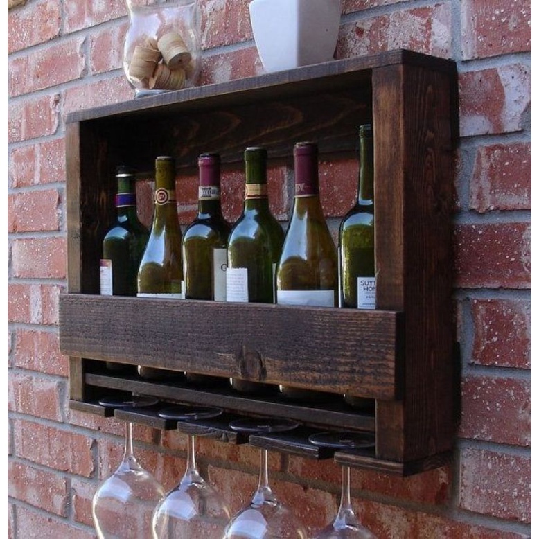 Retro Solid Wood Wine Rack - WR002 - Wall Mounted Wine Rack | Shopee ...